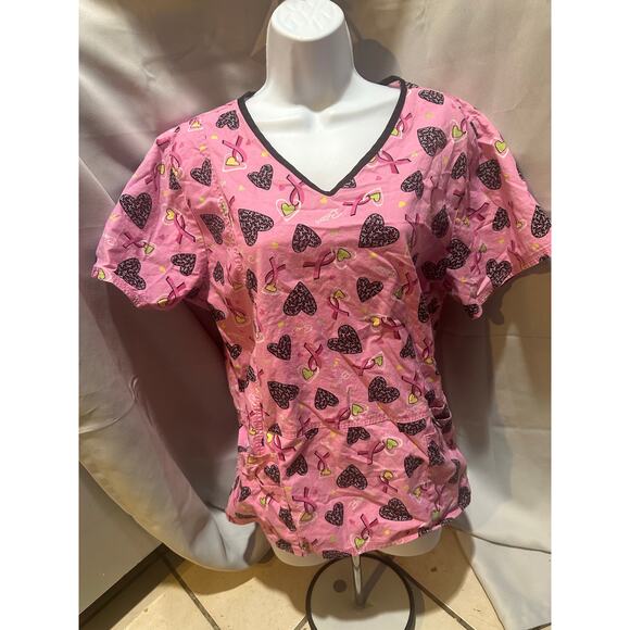 Scrubstar | Tops | Scrubstar Scrub Top Women Xl Pink Ribbon Work Smock ...